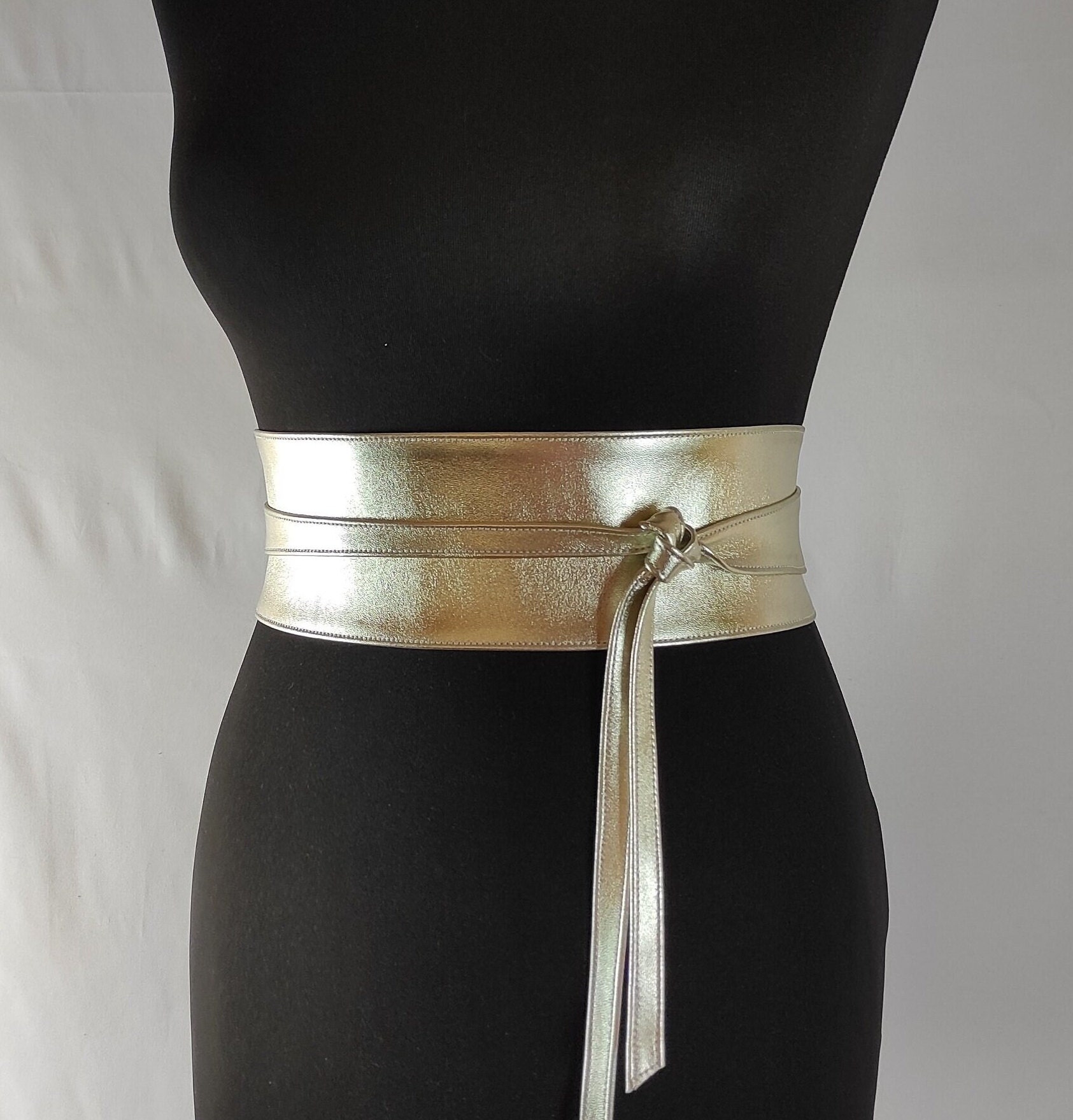 Gold Obi Belt Made From Genuine Leather Corset Belt in Light Gold Color ...
