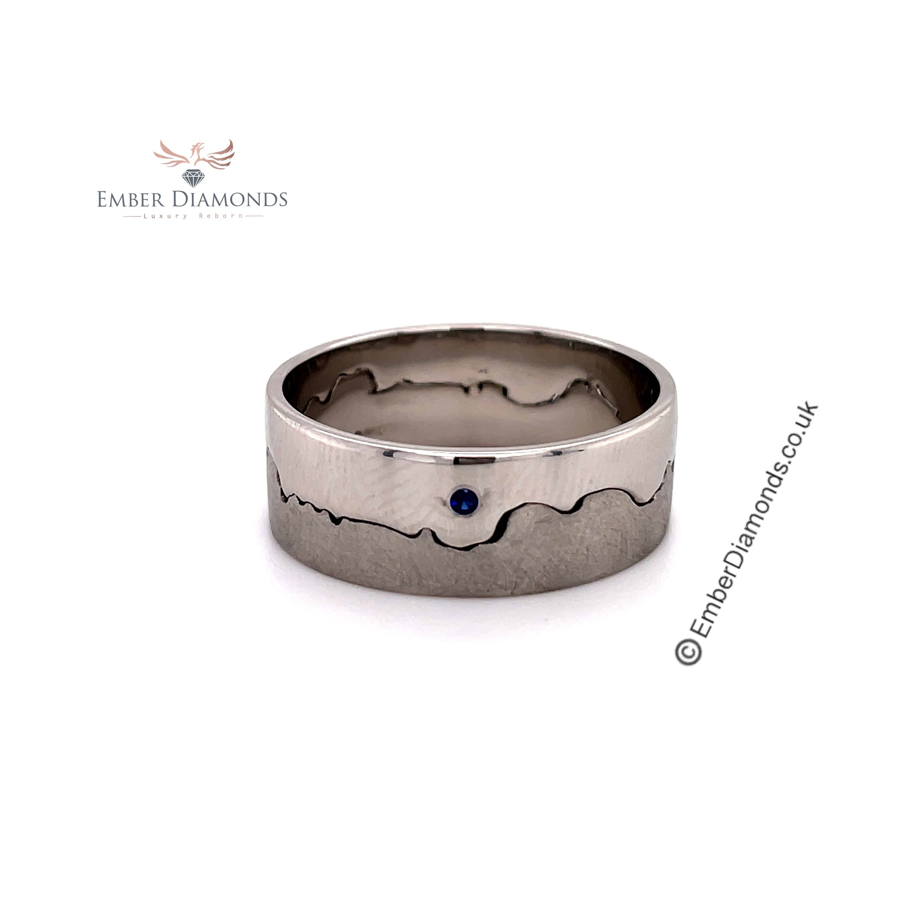 Pixelated Heart Ring Mens Sterling Silver Geeky Retro