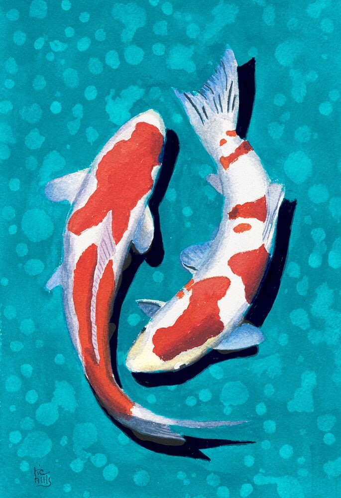 Two Koi Fish Original Art, Tropical Fish - Etsy