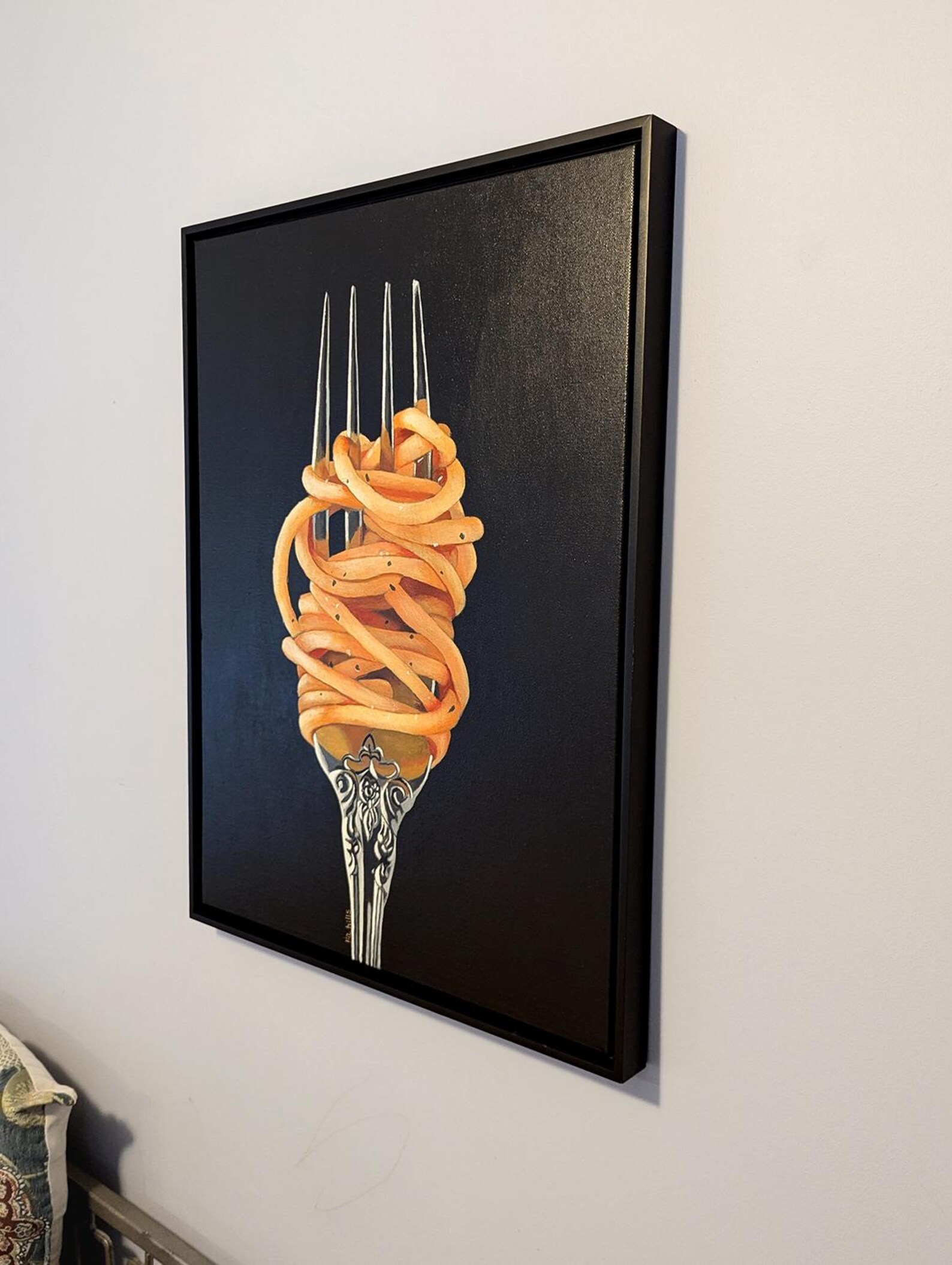 Spaghetti on a Fork Painting, Silver Fork, Realism - Etsy