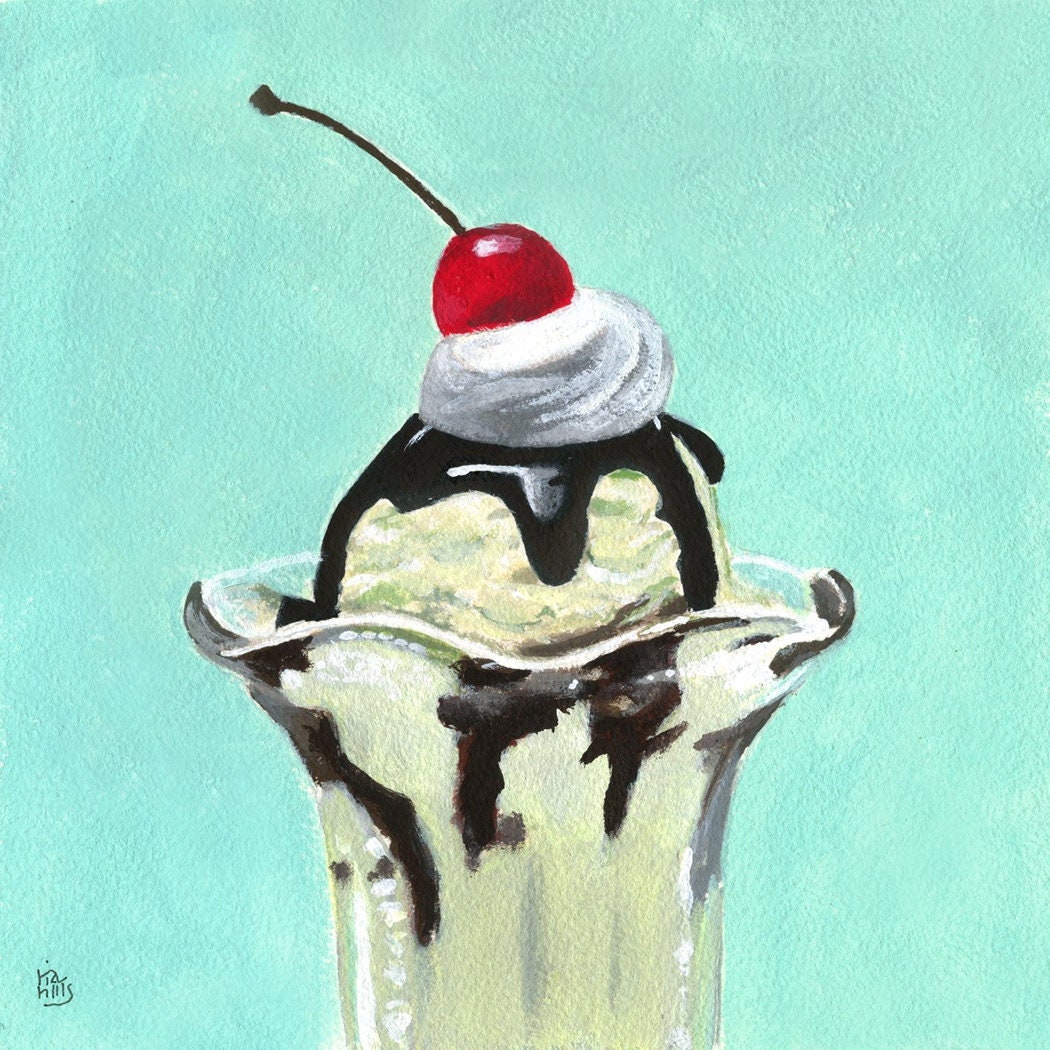 Ice Cream Sundae Painting - Etsy