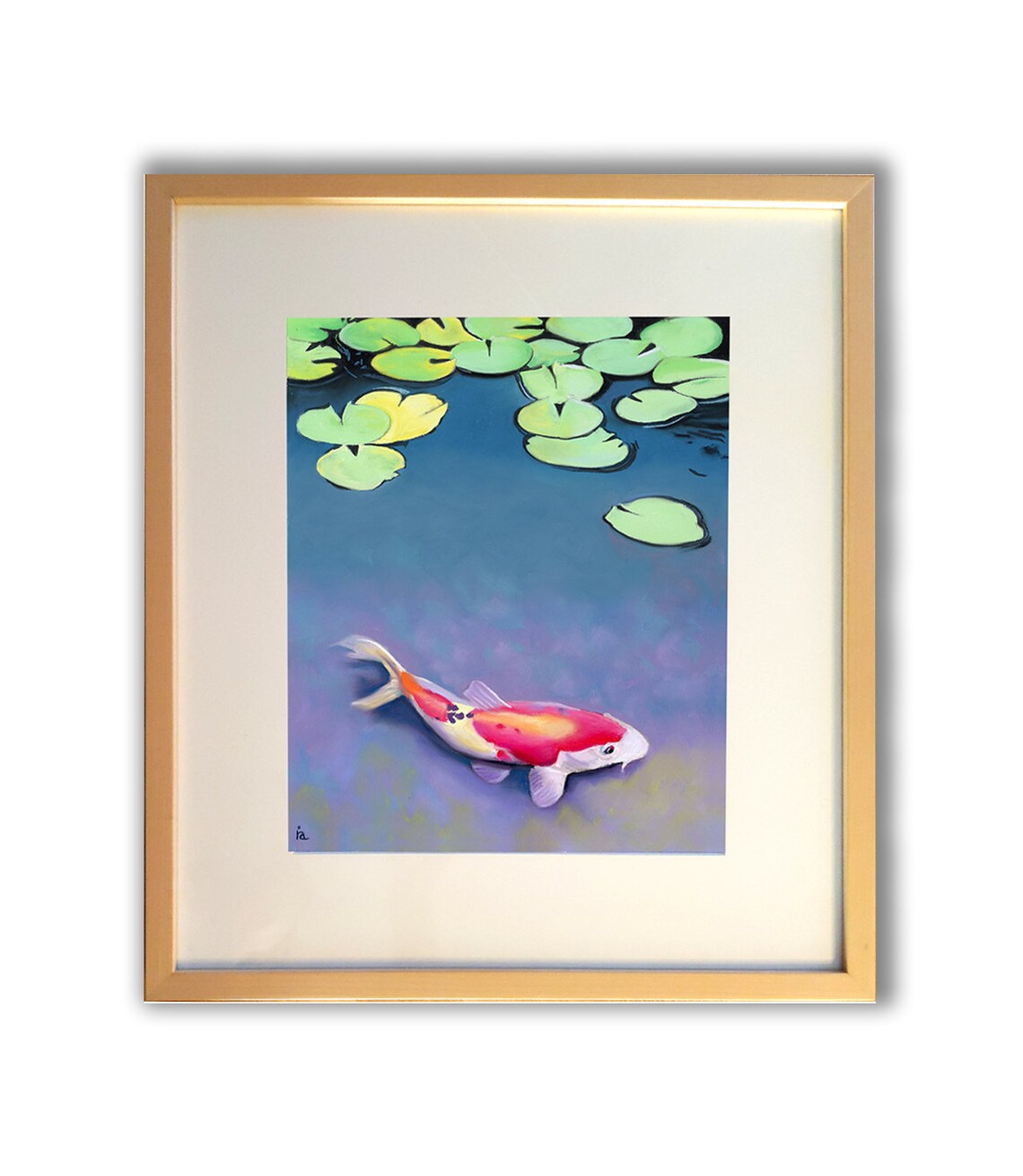 Koi Fish in Pond Original Pastel Painting Framed - Etsy
