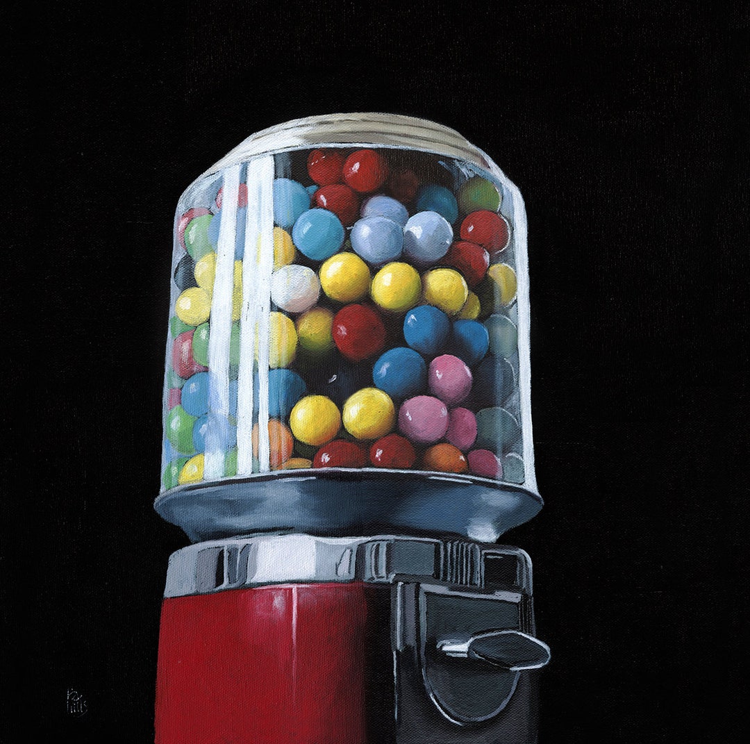 Retro Gumball Machine Painting, Framed - Etsy