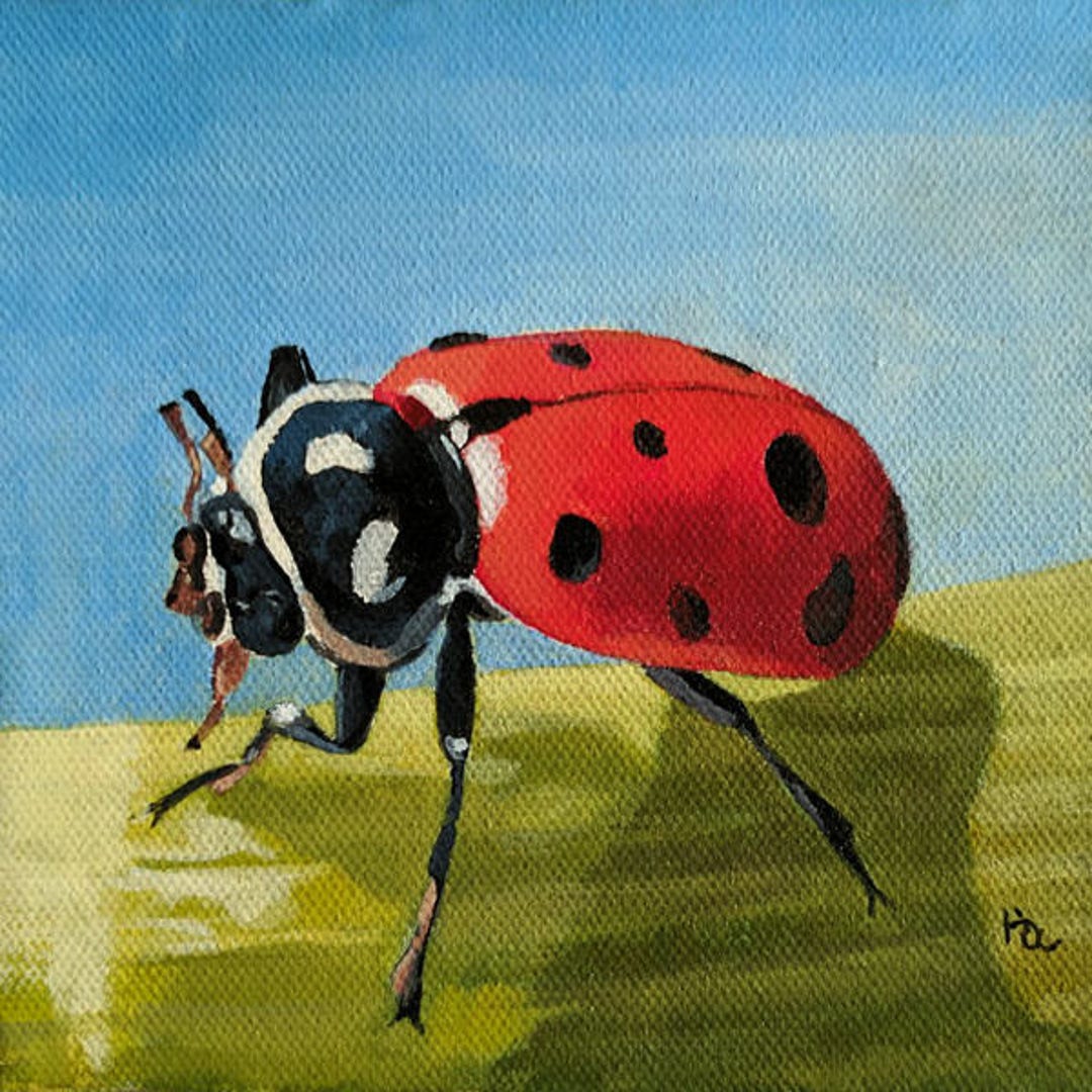 Lady Bug Painting / Acrylic on Canvas - Etsy