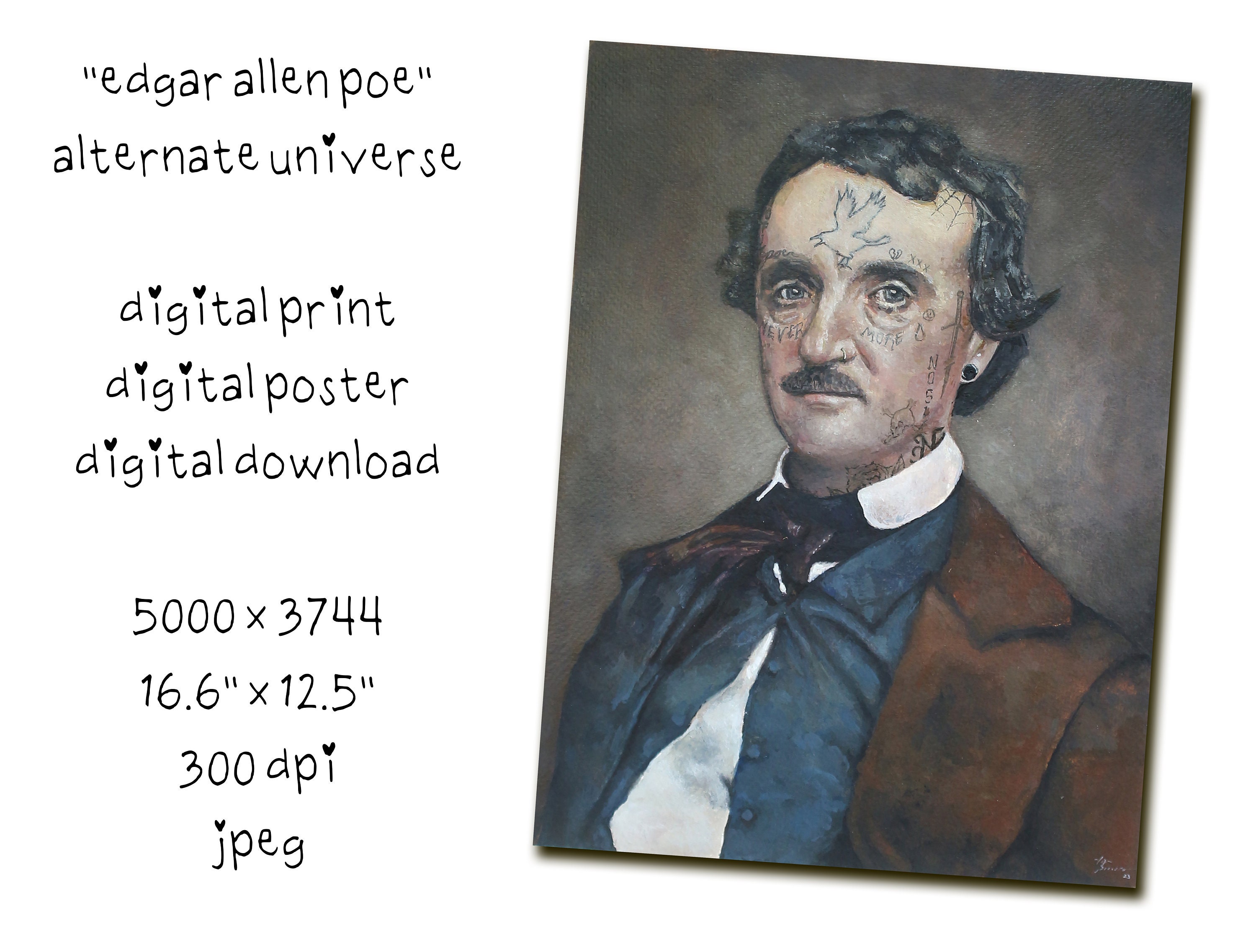 Edgar Allen Poe Portrait Digital Poster Alternate Universe Series ...