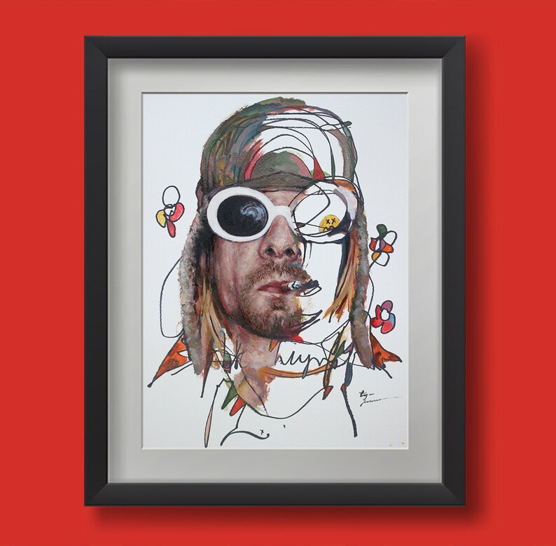 Kurt Cobain Portrait 2 Nevermind Digital Print Nirvana Rock Poster ...