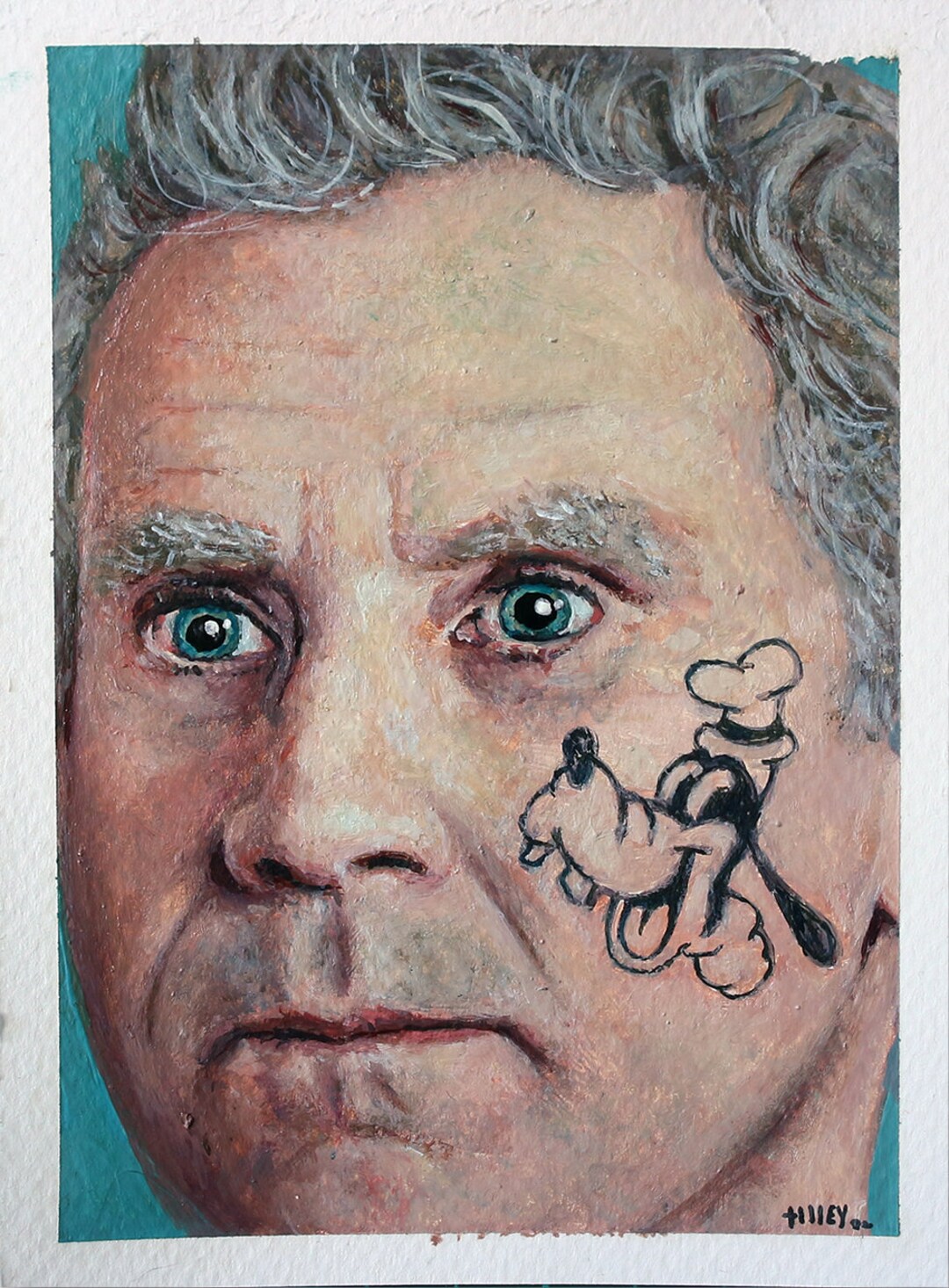 Goofy A Mini Portrait of Will Farrell Original Oil Painting Surreal Wet ...