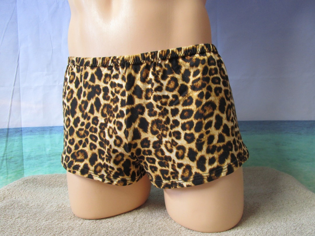 Brown Cheetah Print Brushed Knit Boy Cut Shorts, Flat Hem - Etsy