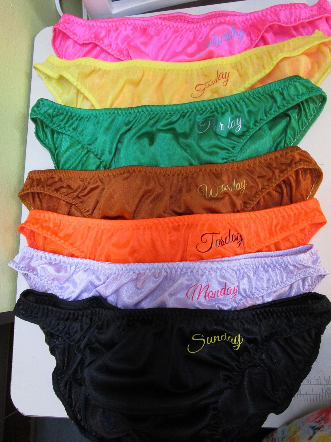 Days of the Week, Nylon Tricot Man Bikinis, 7 Different Colors & No ...