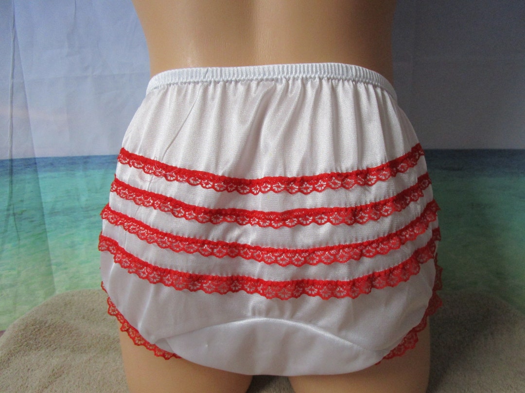 Nylon Tricot Full Rear Brief, 1/2 Lace Butt and Legs, Medium Man Front ...