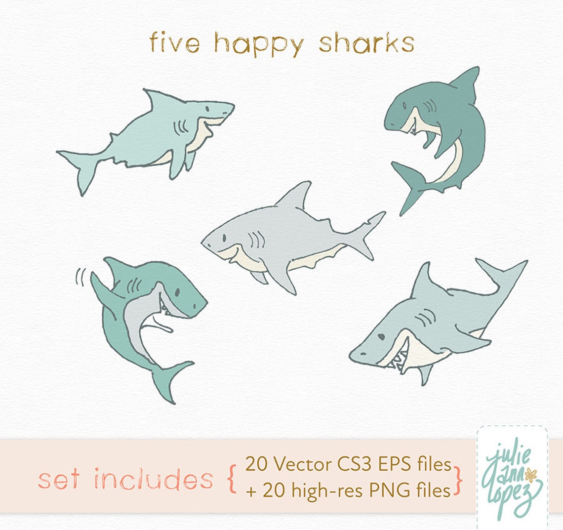 Shark Clipart / Sea Life / Downloadable Clip Art / Commercial - Etsy