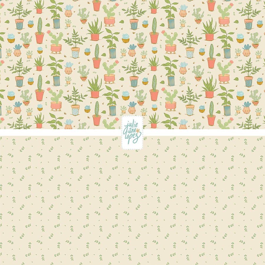 Pretty Potted Plants Printable Papers, Digital Download Paper in 12x12 ...