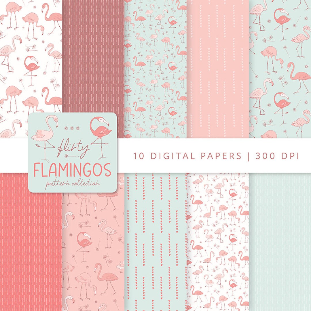 Flamingo Printable Papers, Digital Download Paper in 12x12 Inches, Pink ...