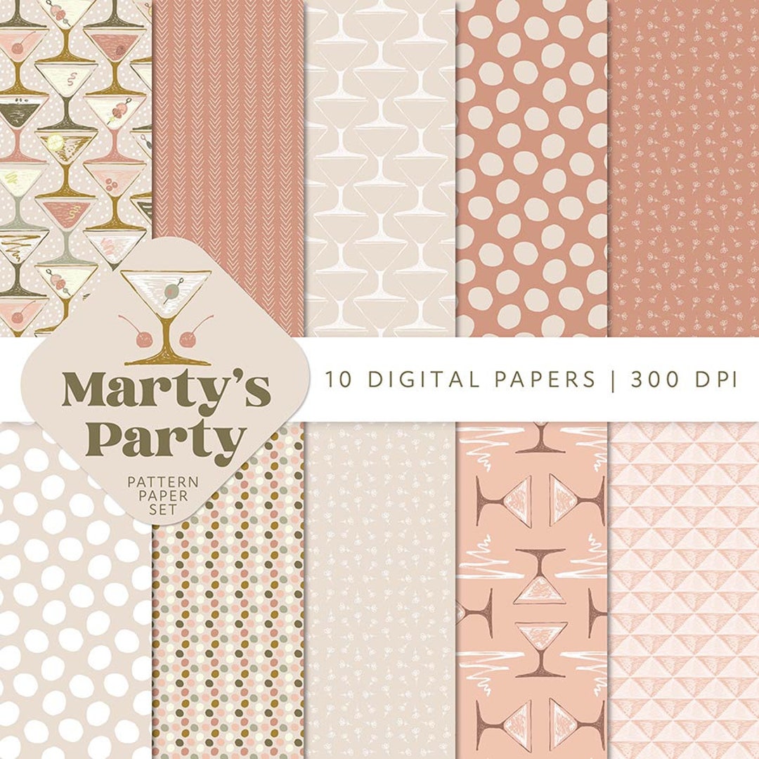 Marty's Party - Pink - Digital Paper Pattern Collection - 12x12 Inch ...