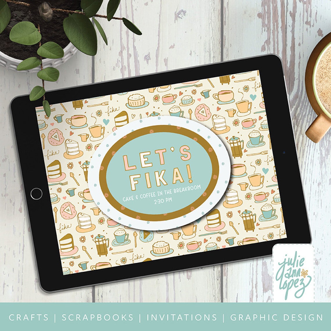 Fika - Swedish Coffee Break Printable Papers, Digital Download Paper in ...