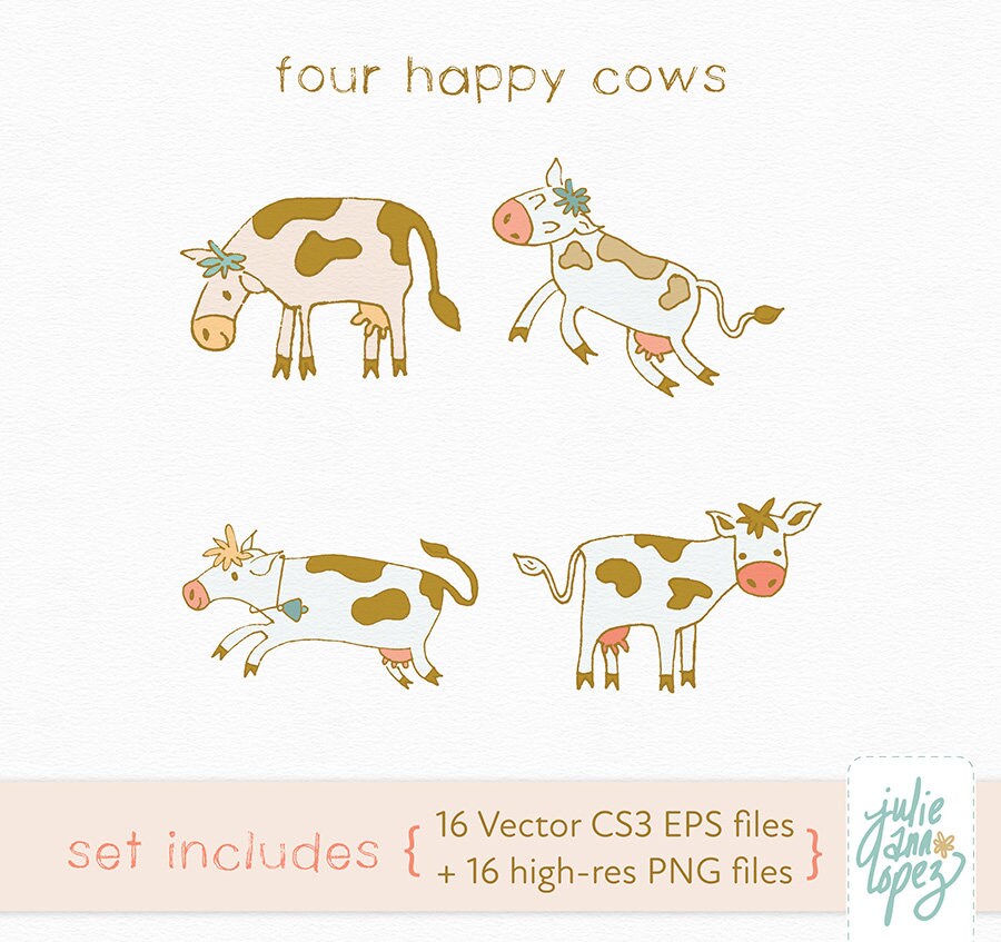 Cow Clipart / Farm Animals / Downloadable Clip Art / Commercial Use ...