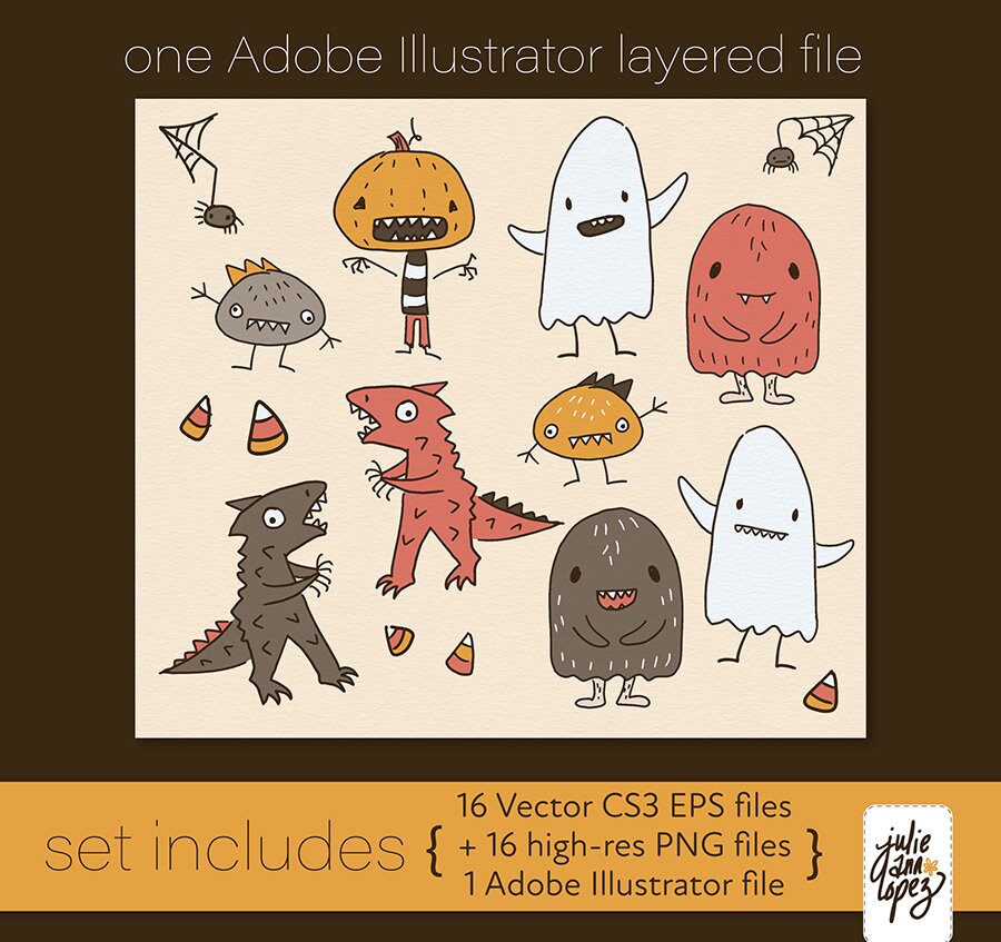 Little Monsters Clipart, Print-your-own, Digital Download, Pumpkin ...