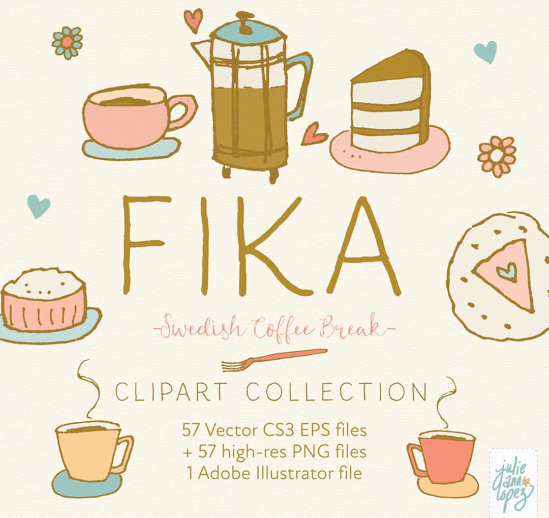 Fika the Swedish Coffee Break Clipart / Cake/ Cafe / Downloadable Clip Art / Commercial Use ...