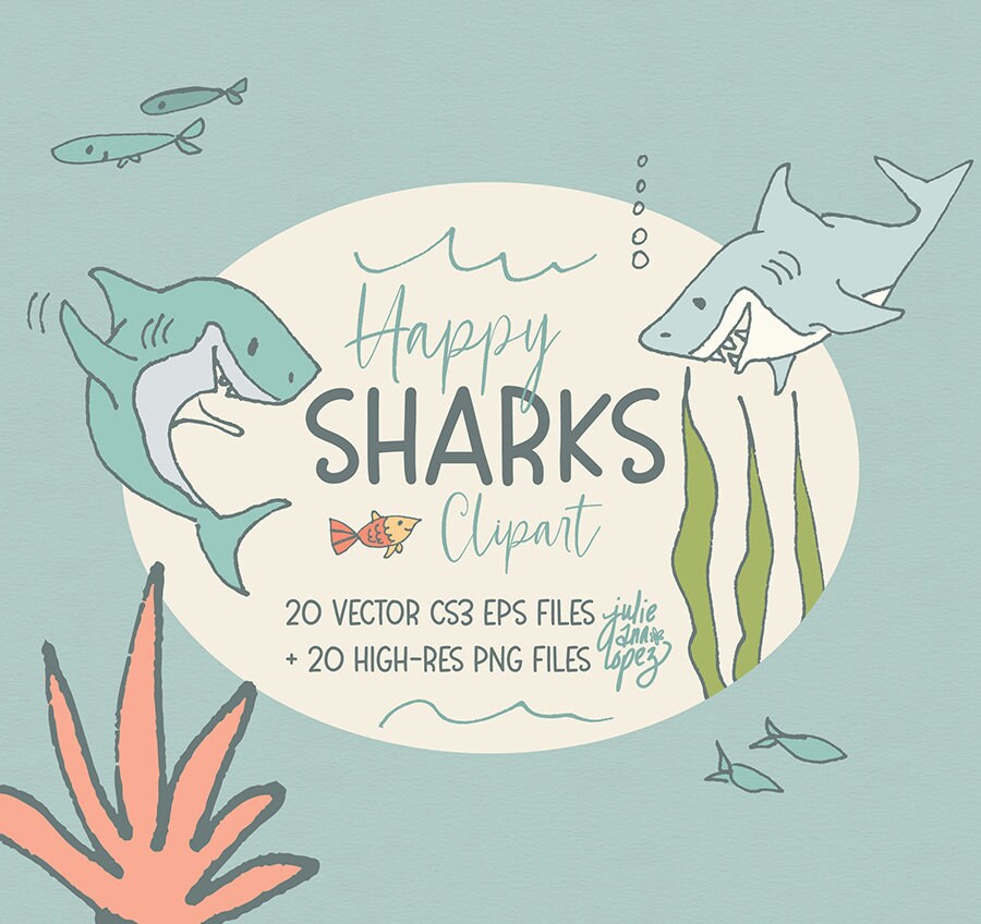 Shark Clipart / Sea Life / Downloadable Clip Art / Commercial - Etsy