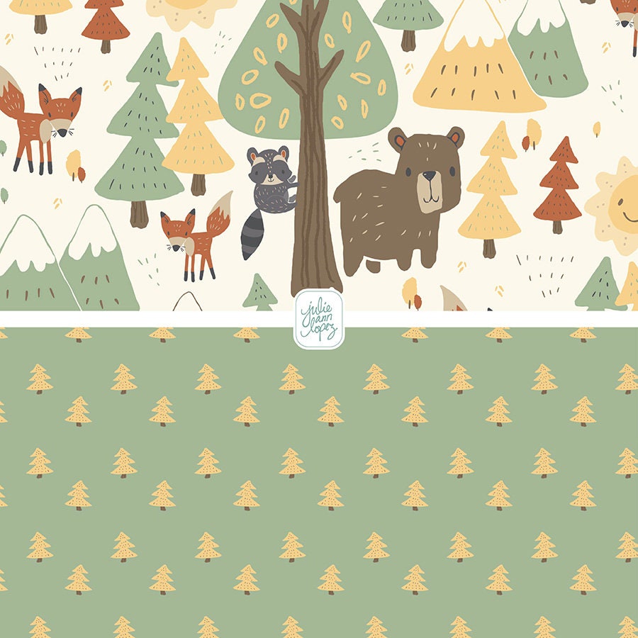 Forest Friends Pattern Collection: Woodland Animals Digital Paper ...