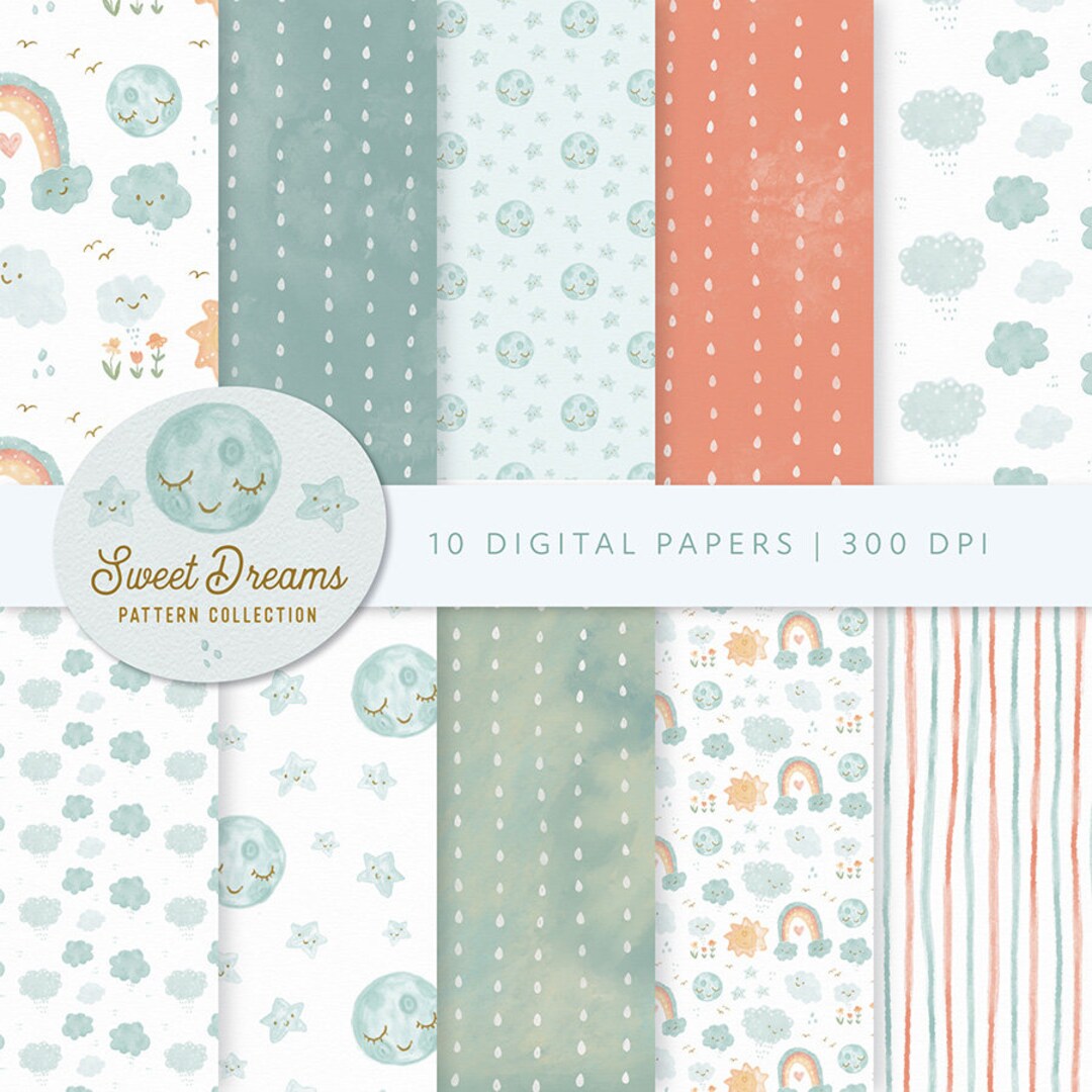 Sweet Dreams Paper Pack – Watercolor Sky Patterns (digital Download) - Etsy