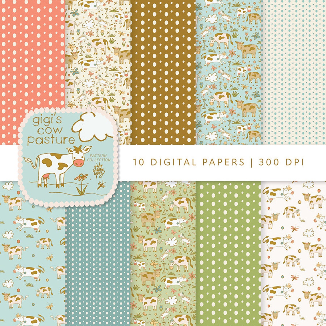 Country Farmhouse Printable Papers, Cow Digital Download Paper in 12x12 ...