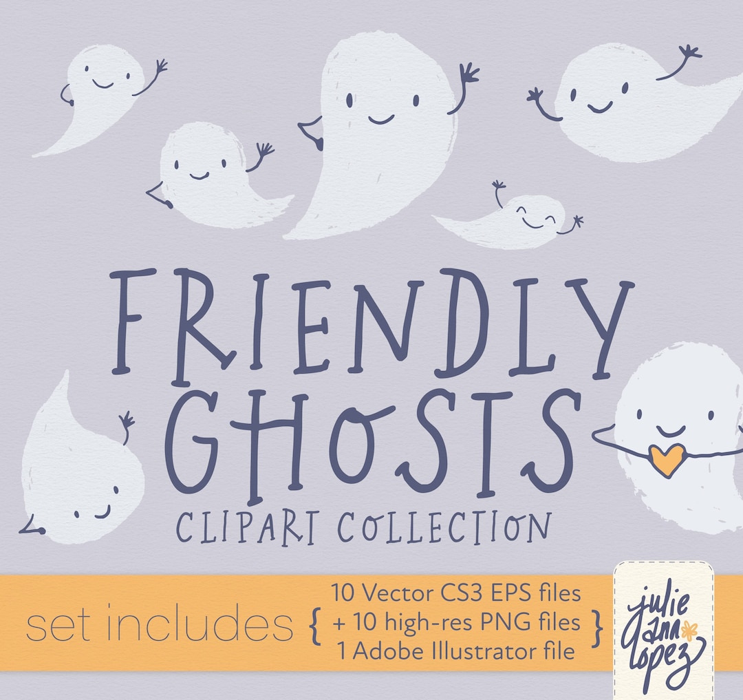 Friendly Ghost Clipart / Halloween/ Spooky-cute / Downloadable Clip Art ...