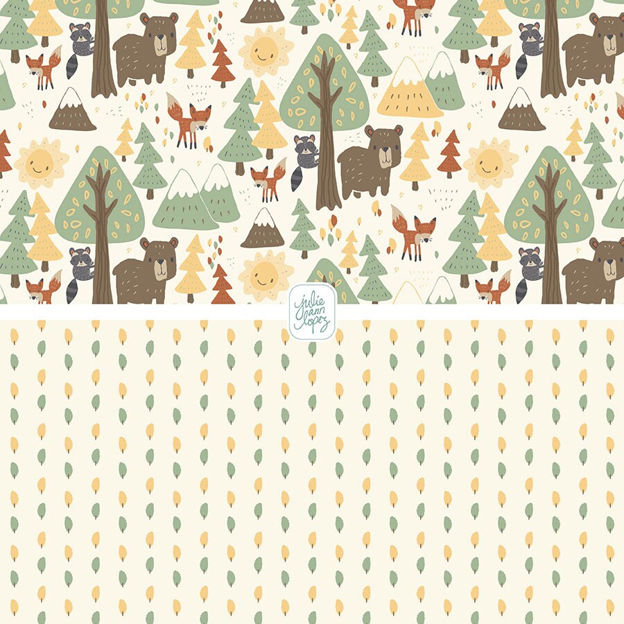 Forest Friends Pattern Collection: Woodland Animals Digital Paper ...