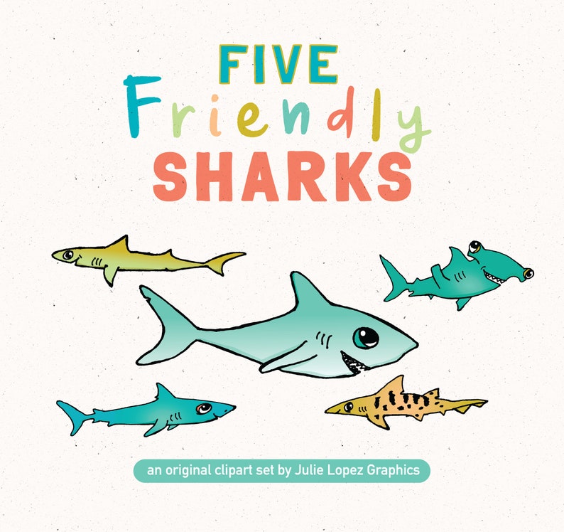 Shark Clipart / Funny Clipart / Shark Art / Funny Sharks / | Etsy