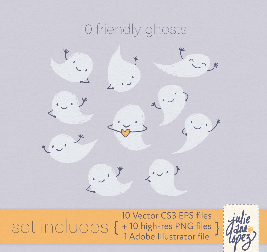 Friendly Ghost Clipart / Halloween/ Spooky-cute / Downloadable Clip Art ...