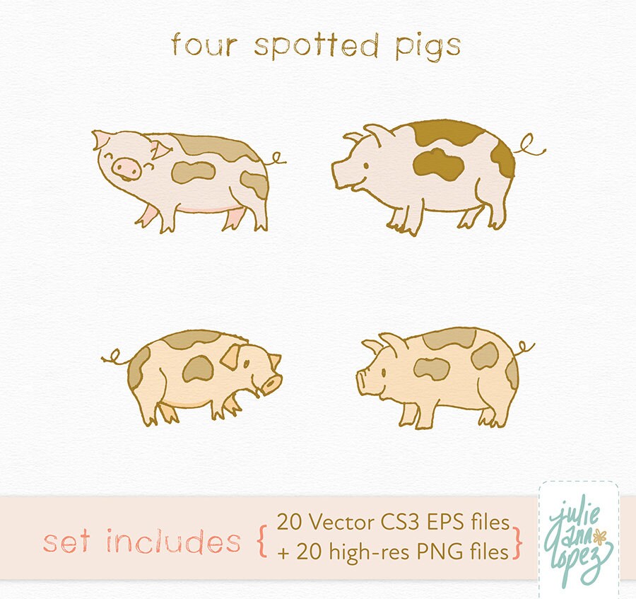 Pig Clipart / Farm Animals / Downloadable Clip Art / Commercial Use ...