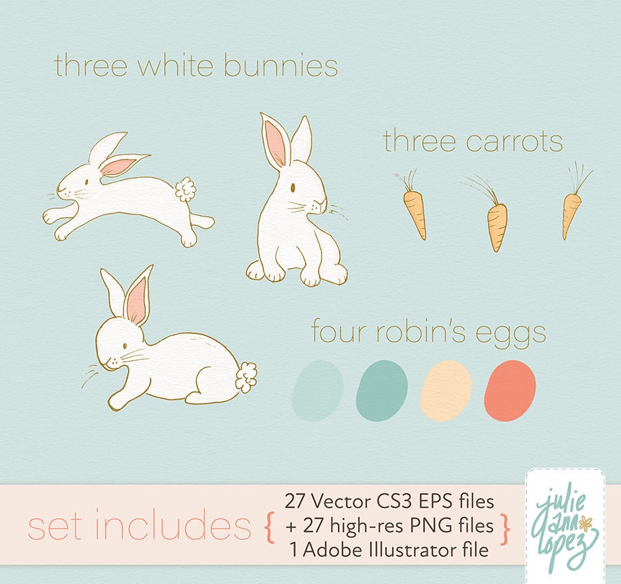 Easter Clipart, Print-your-own, Digital Download, Bunny, Rabbit, Card ...