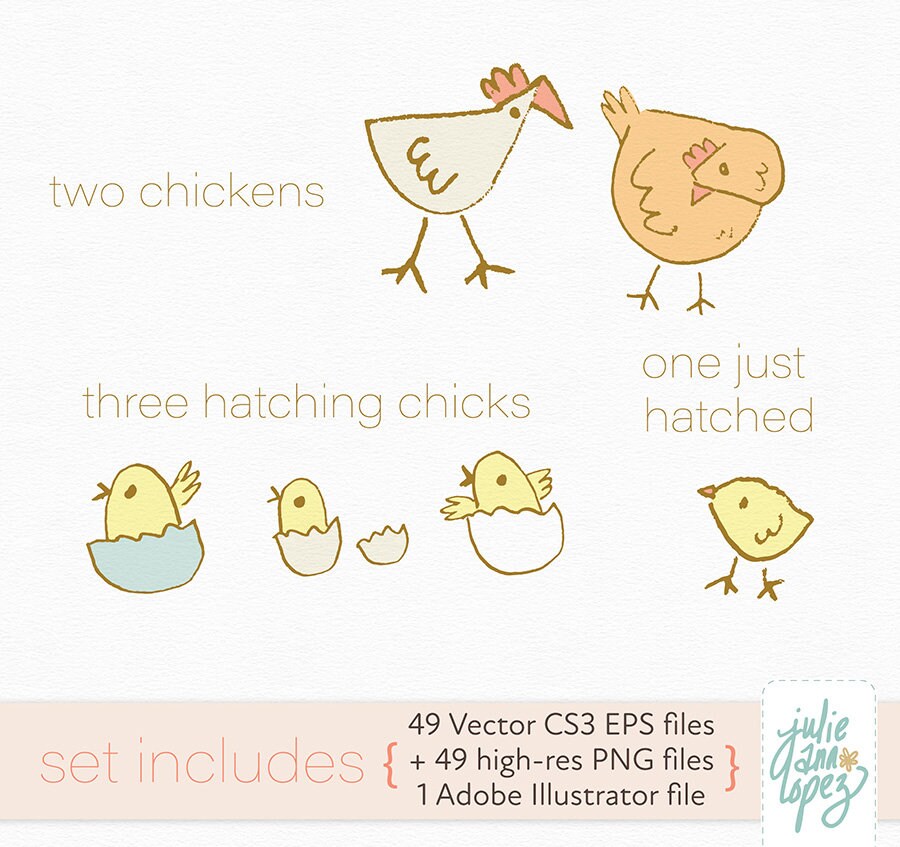 Easter Clipart, Print-your-own, Digital Download, Chickens, Chicks ...