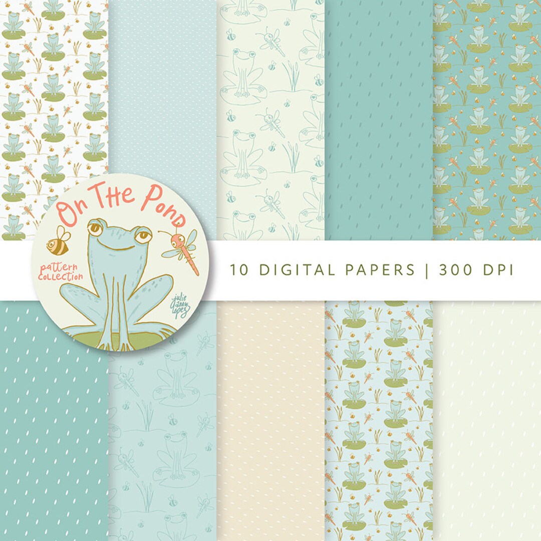 Frog Digital Papers, Scrapbook, Planner Backgrounds (digital Download ...