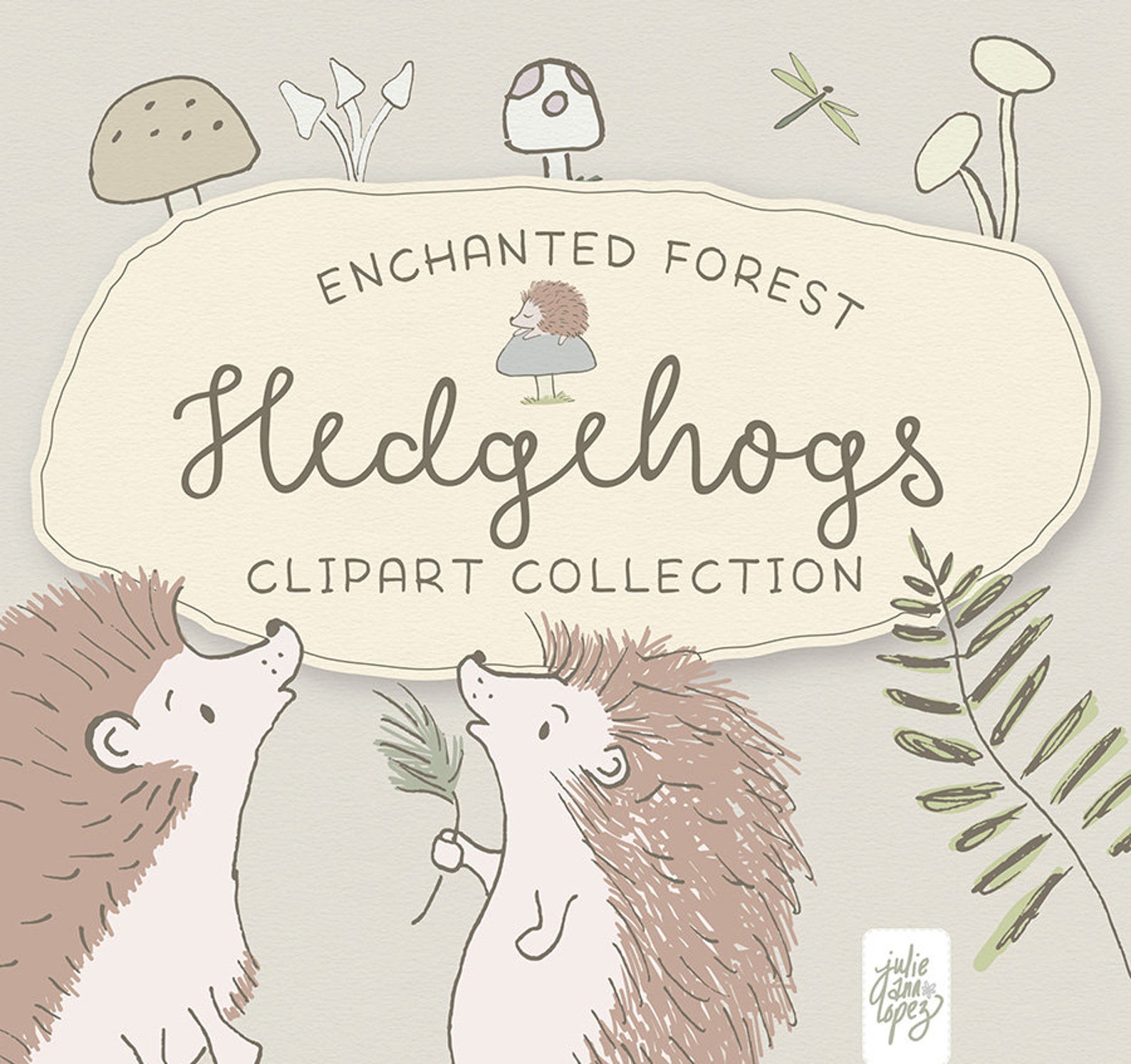 Hedgehog Clipart, Print-your-own, Digital Download, Forest, Woodland ...