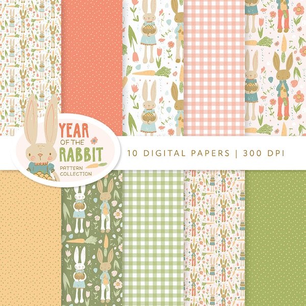 Bunny Digital Papers - Etsy