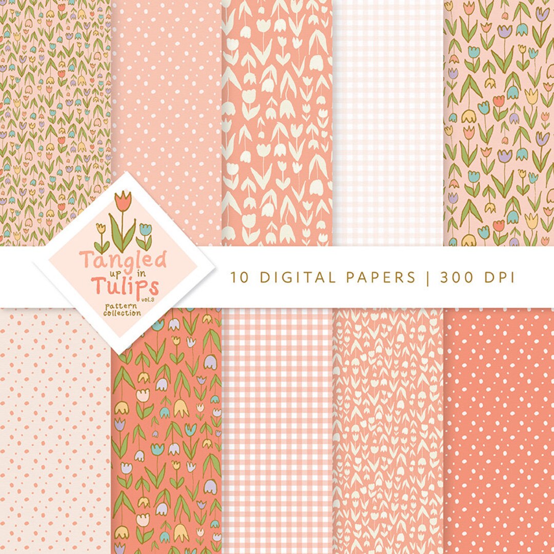Tangled up in Tulips Volume 3 Printable Papers, Flower Digital Download ...