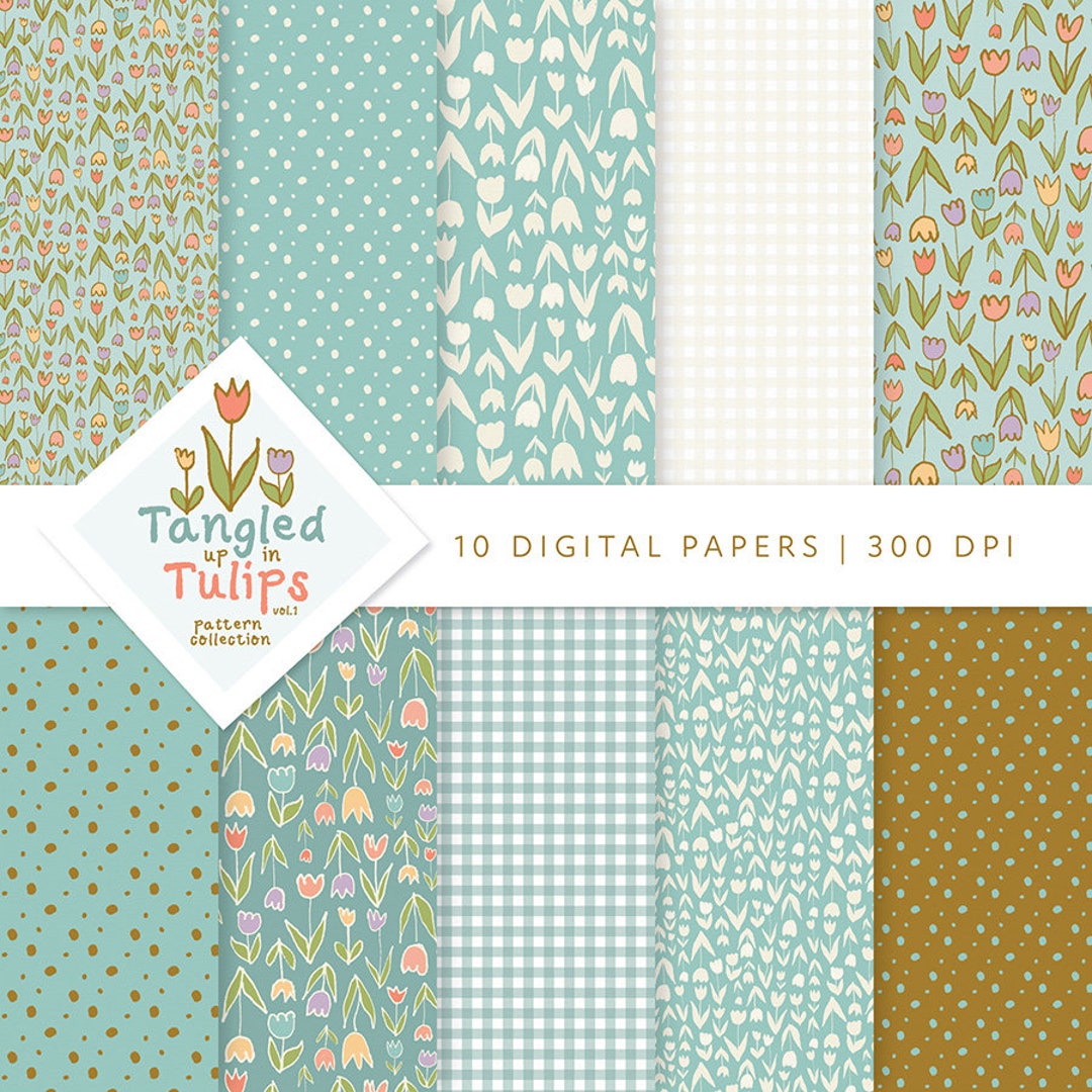 Tangled up in Tulips Volume 1 Printable Papers, Flower Digital Download ...