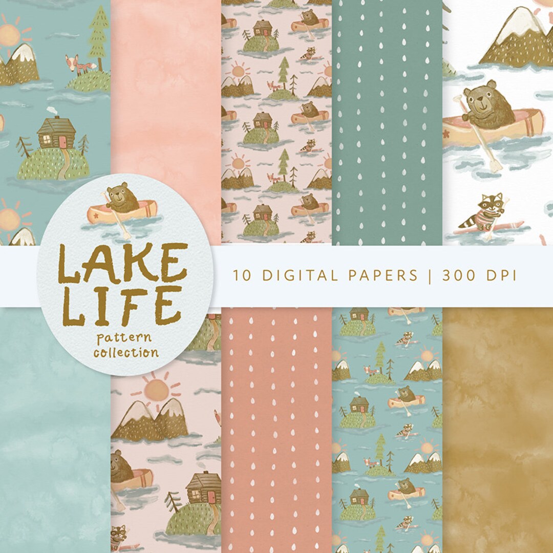 Lake Life Pattern Collection - Printable Papers / Digital Download ...