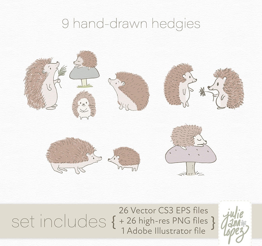 Hedgehog Clipart, Print-your-own, Digital Download, Forest, Woodland ...