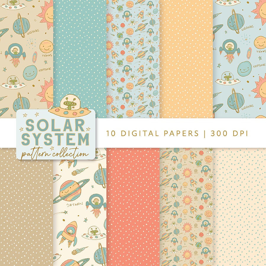 Solar System Printable Papers, Digital Download Paper in 12x12 Inches ...