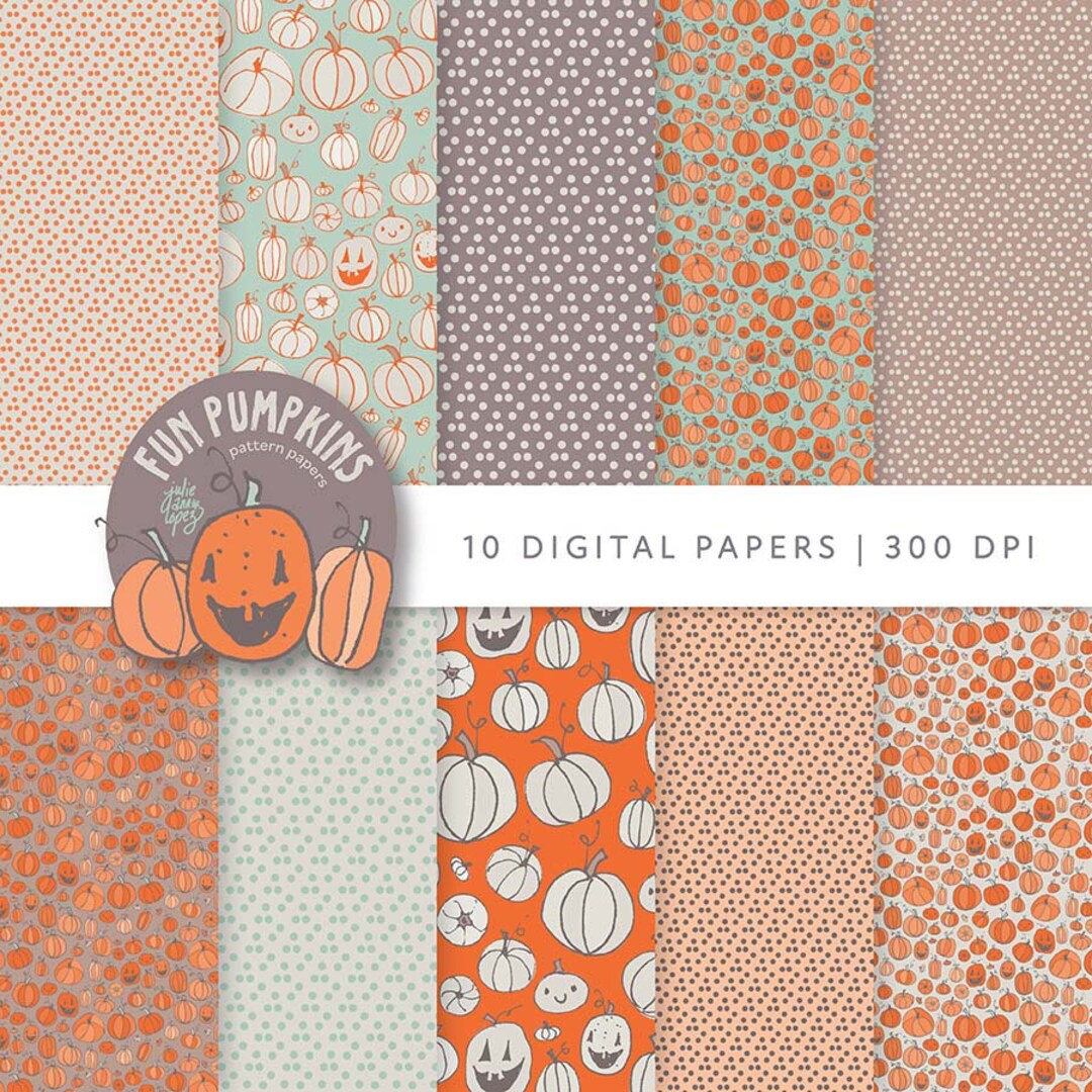 Cute Halloween Printable Papers, Pumpkin Digital Download Paper in ...