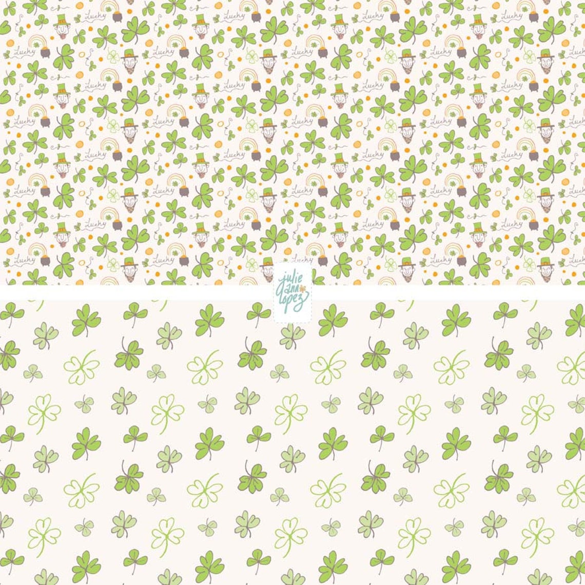 St Patrick's Day Printable Papers, Shamrock Digital Download Paper in ...