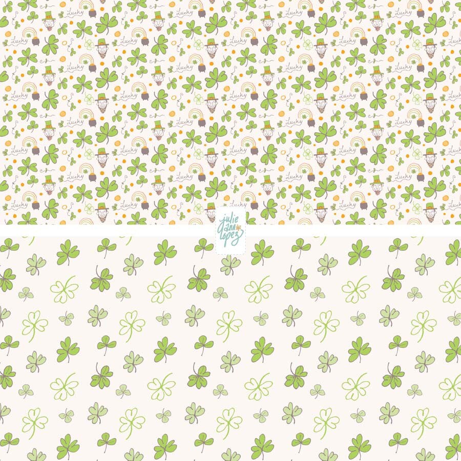 St Patrick's Day Printable Papers, Shamrock Digital Download Paper in ...