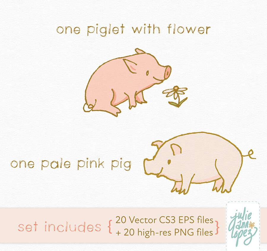 Pig Clipart / Farm Animals / Downloadable Clip Art / Commercial Use ...