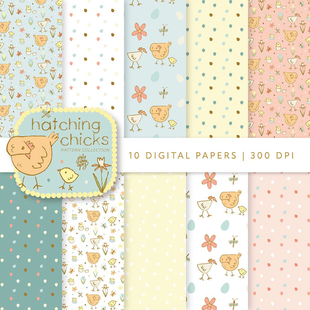 Easter Chicks Printable Papers, Baby Animals Digital Download Paper in ...