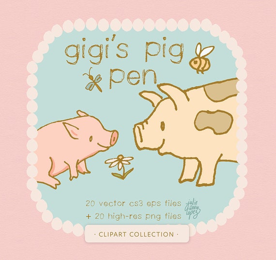 Pig Clipart / farm animals / downloadable clip art / | Etsy