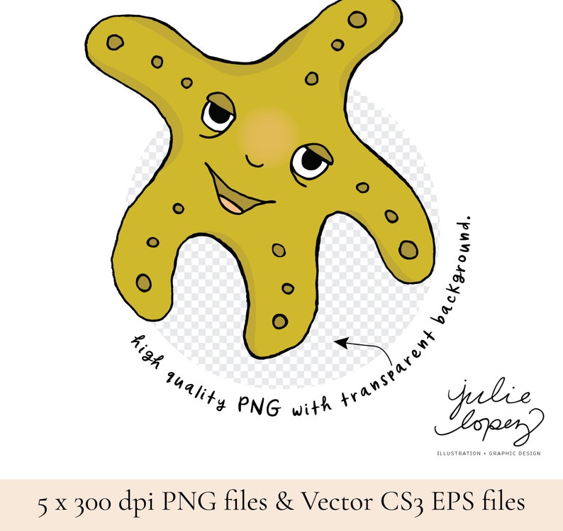 Starfish Clipart / Funny Clipart / Sea Art / Silly Starfish / - Etsy