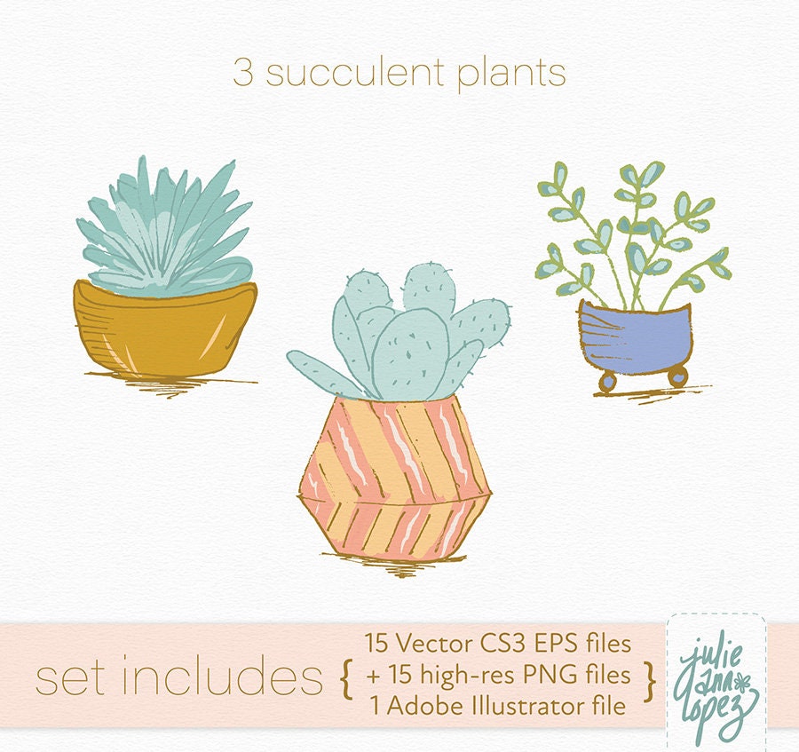 Pretty Potted Plants Clipart / Houseplants / Downloadable Clip Art ...