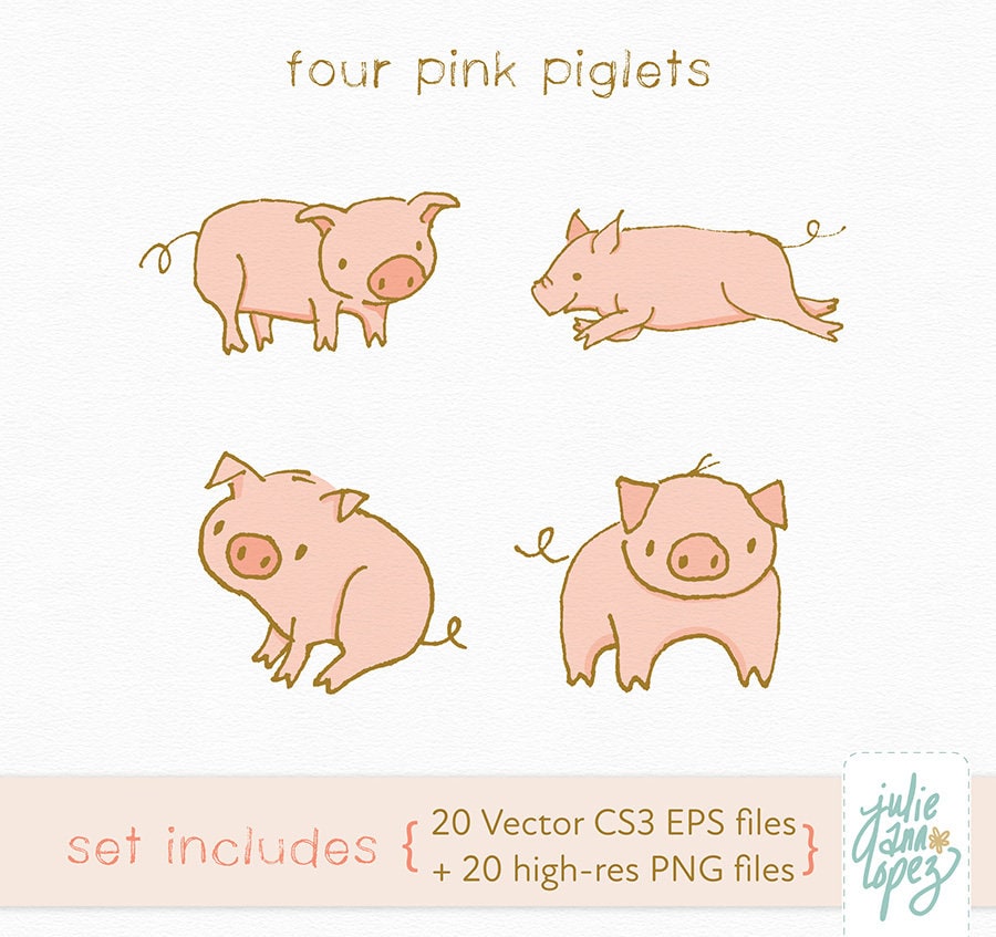 Pig Clipart / Farm Animals / Downloadable Clip Art / Commercial Use ...